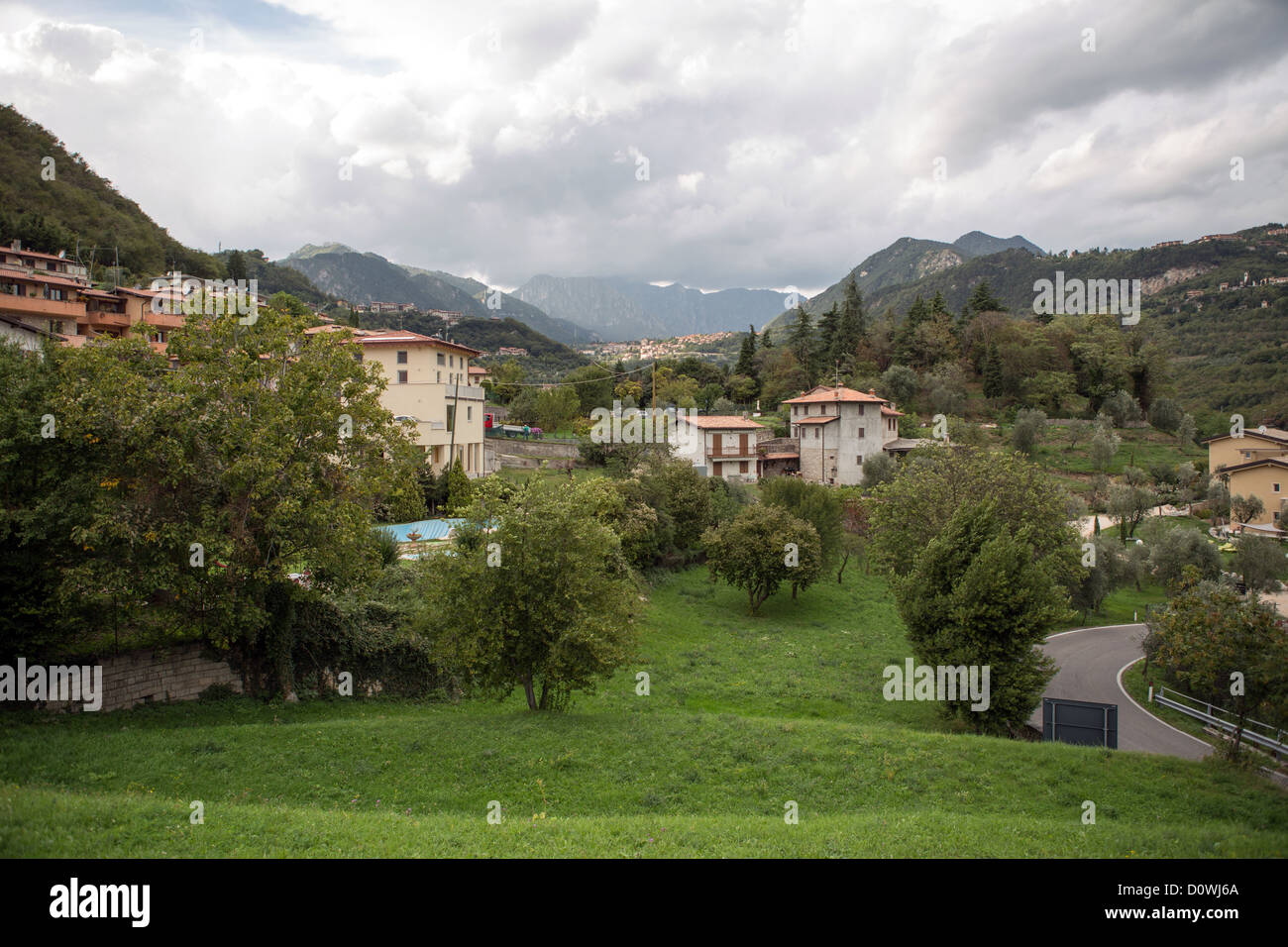 Typical village in the northern Italy mountains next to the city ...