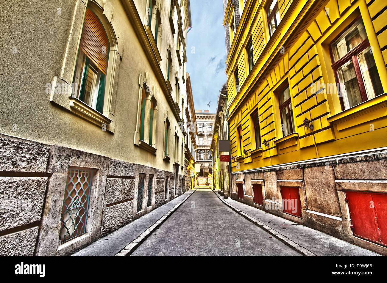 Old European Alley Stock Photo - Alamy