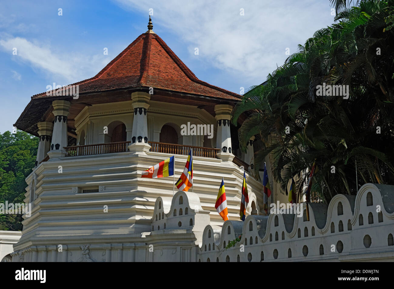 Tower in the Temple of the Tooth Relic, a Buddhist temple in the city ...