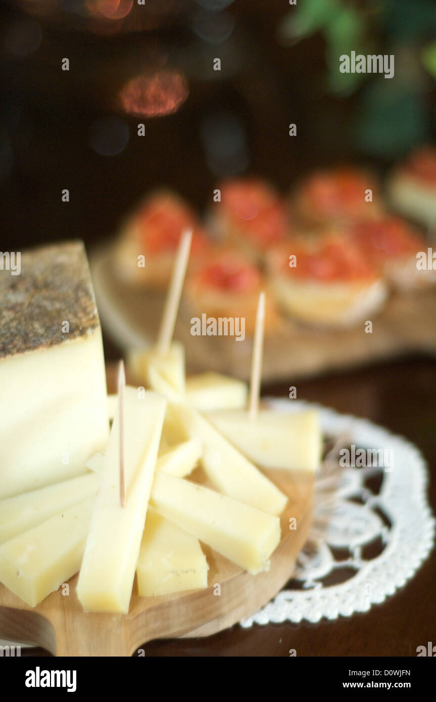An assortment of meats, cheeses ad snacks on toothpicks Stock Photo - Alamy