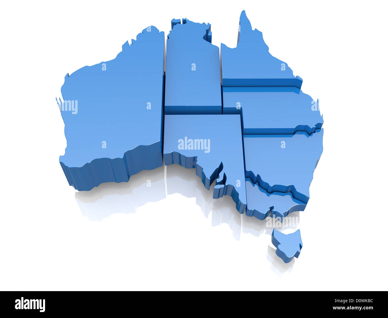Three-dimensional map of Australia on white background. 3d Stock Photo ...