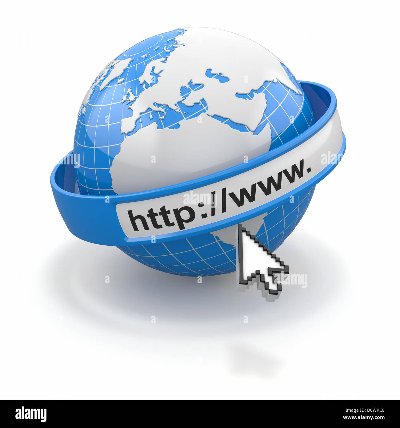 Concept of internet browser. Earth and cursor. 3d Stock Photo - Alamy