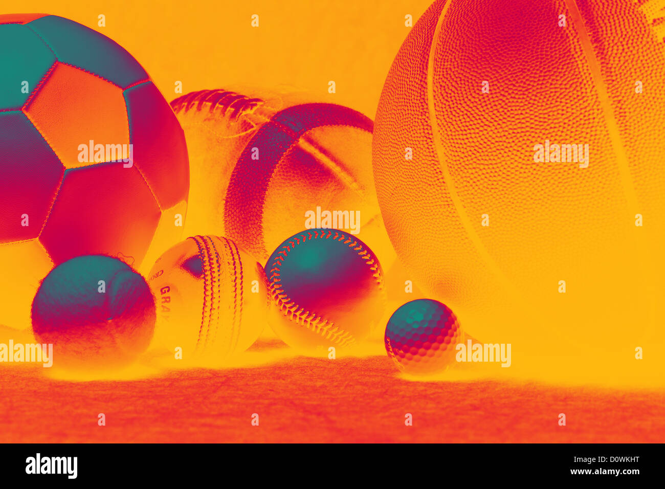 A studio shot of a Baseball, a Basketball an American Football, a ...