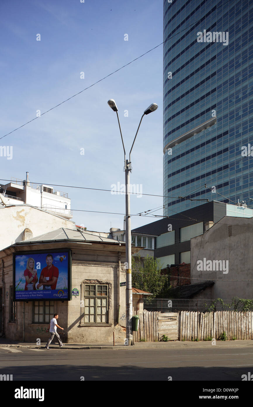 Bucharest, Romania, modern buildings behind Buerohochhaus Stock Photo ...