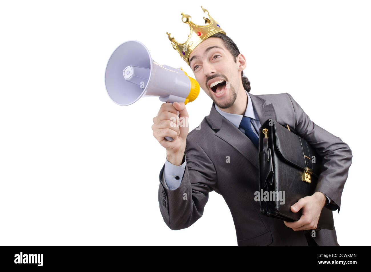 Man shouting and yelling with loudspeaker Stock Photo - Alamy
