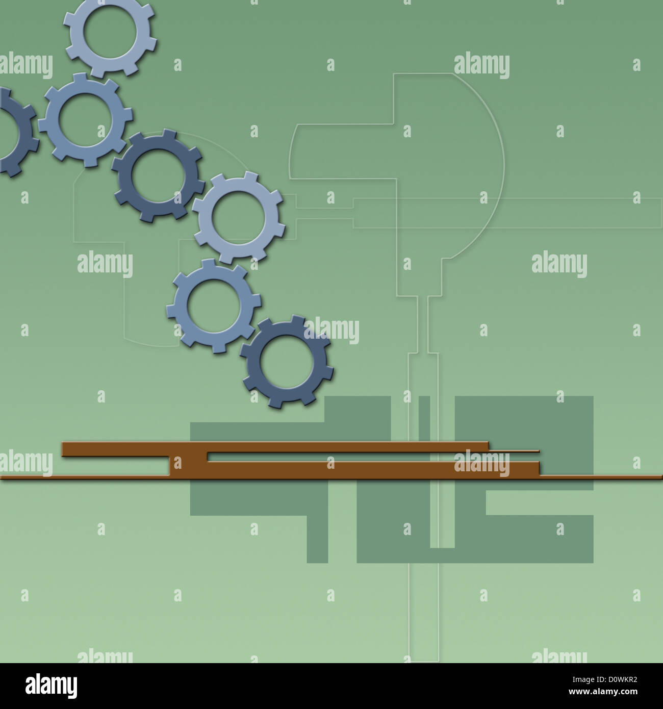 Abstract color background with gears on green gradient Stock Photo - Alamy