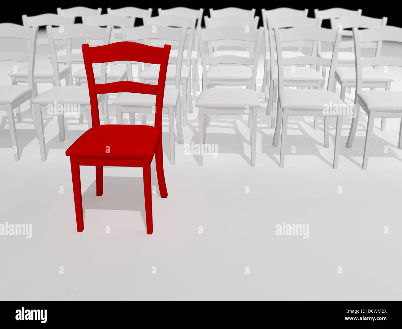 Abstract illustration of red chair " leader " made in 3d software Stock ...