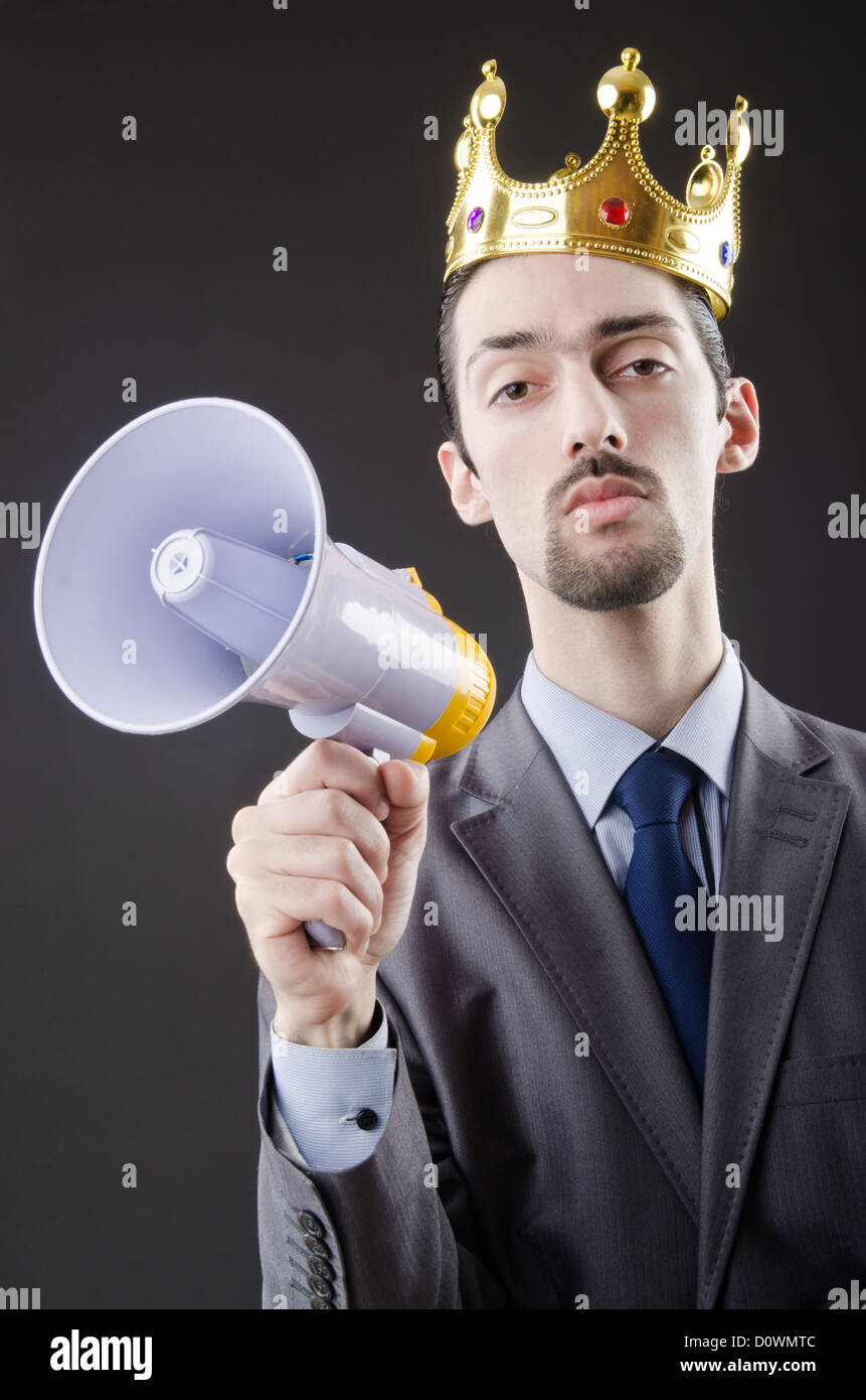 Man shouting and yelling with loudspeaker Stock Photo - Alamy