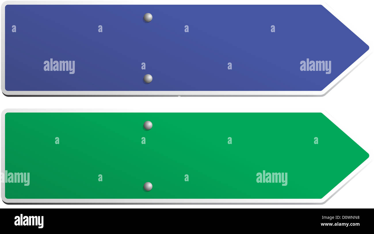 Directional signs blue and green Stock Photo - Alamy