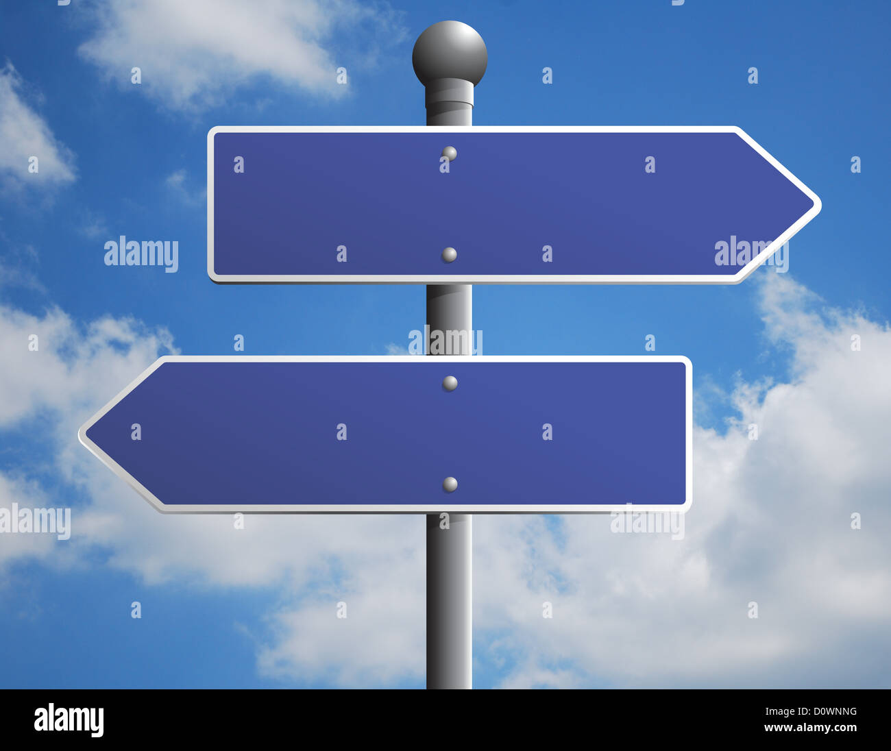 Blank directional road signs against sky and clouds Stock Photo - Alamy