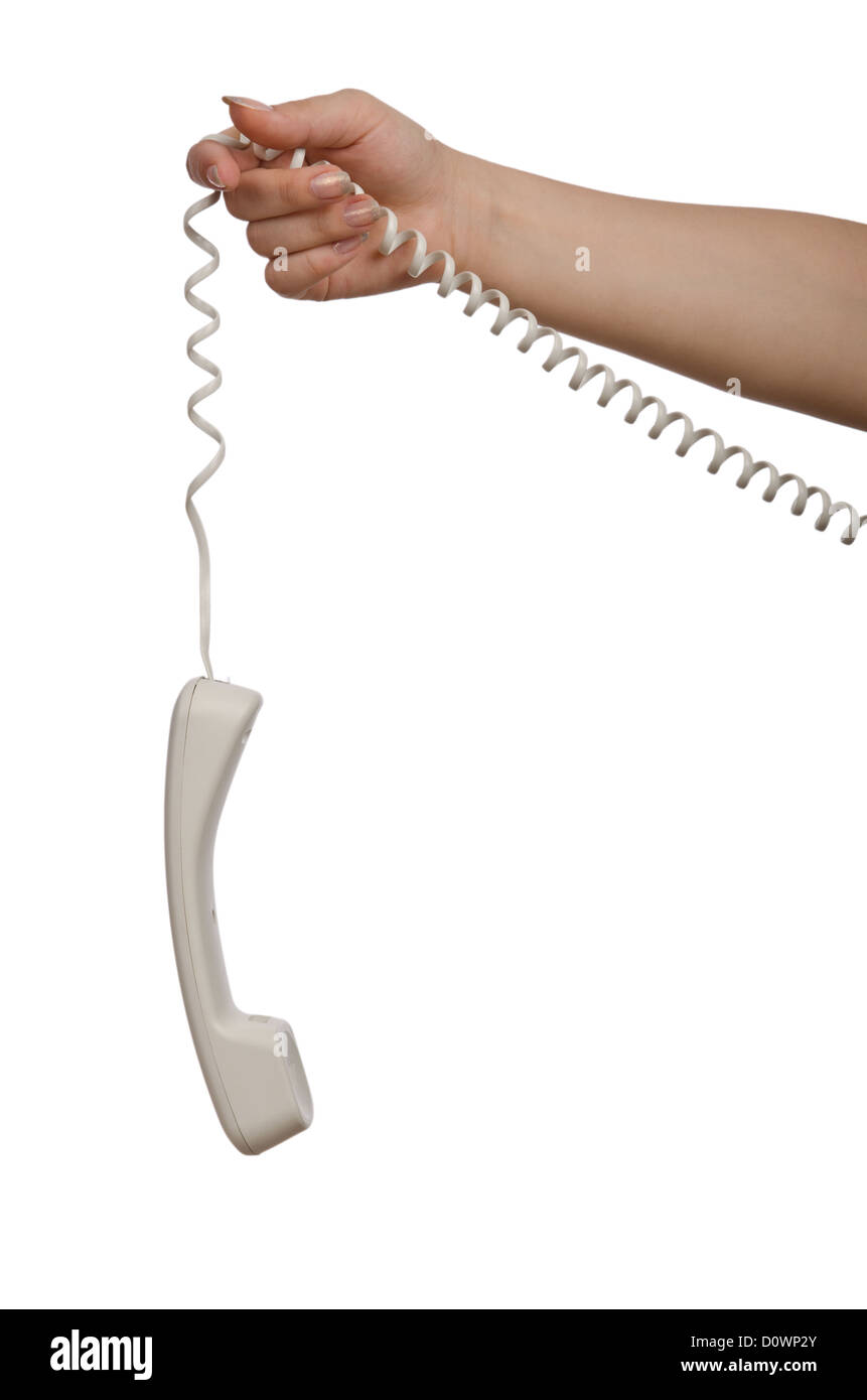 Hand with phone isolated on white Stock Photo - Alamy