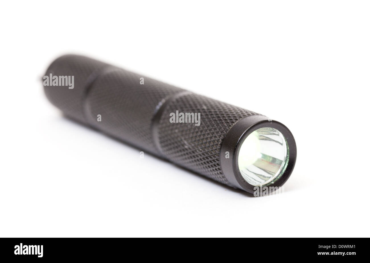 LED flashlight, on white background Stock Photo - Alamy