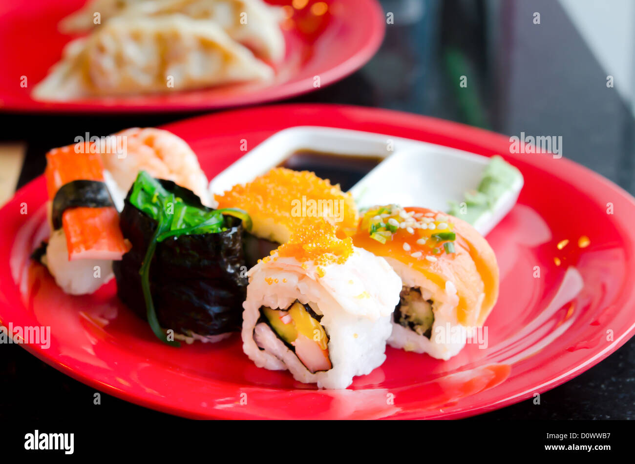 Traditional Japanese food , different sushi Stock Photo - Alamy