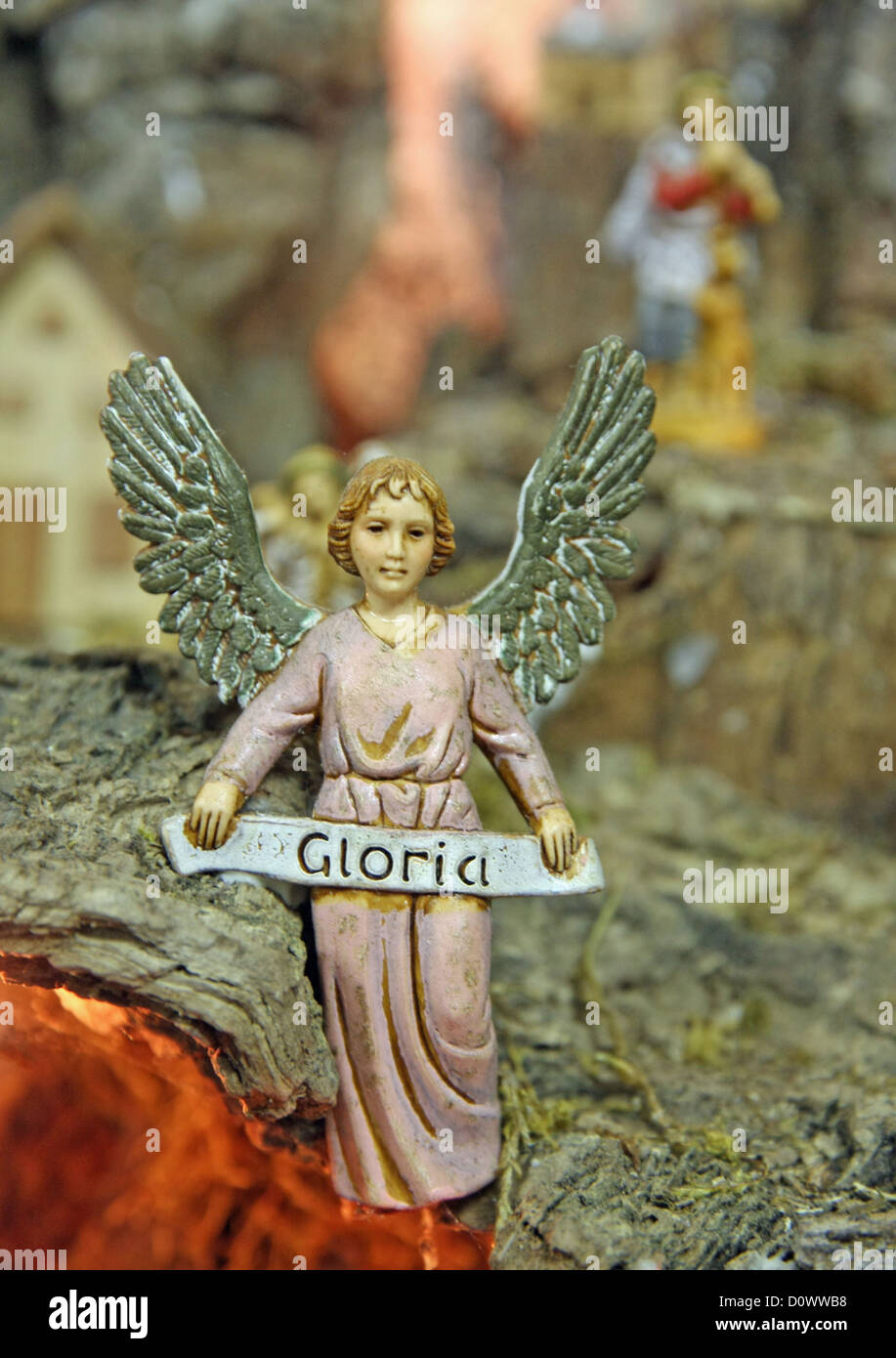 angel with wings and the words glory of a crib Stock Photo - Alamy