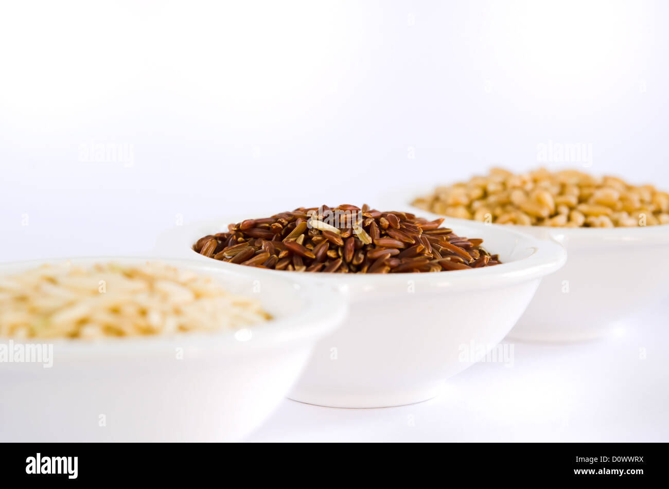 different grains , rice , red rice , wheat in bowl Stock Photo - Alamy