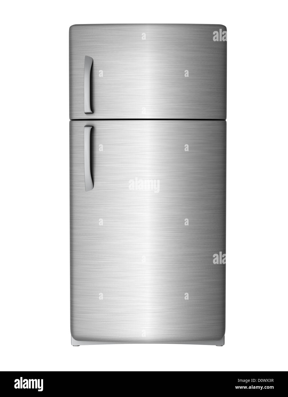 Modern steel refrigerator - isolated on white background Stock Photo ...