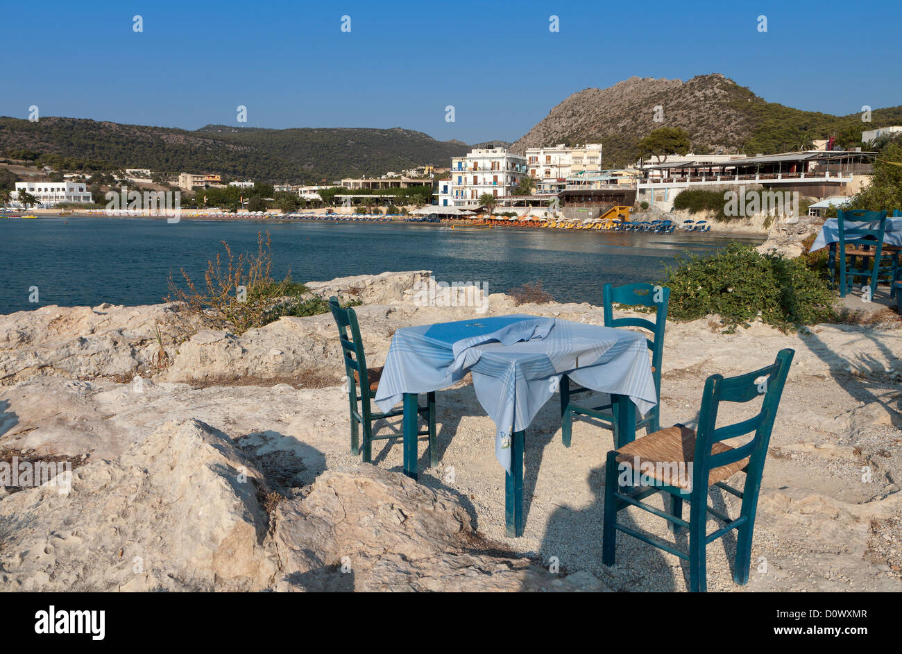 Aegina island at the mediterranean sea in Greece. Agia Marina village ...