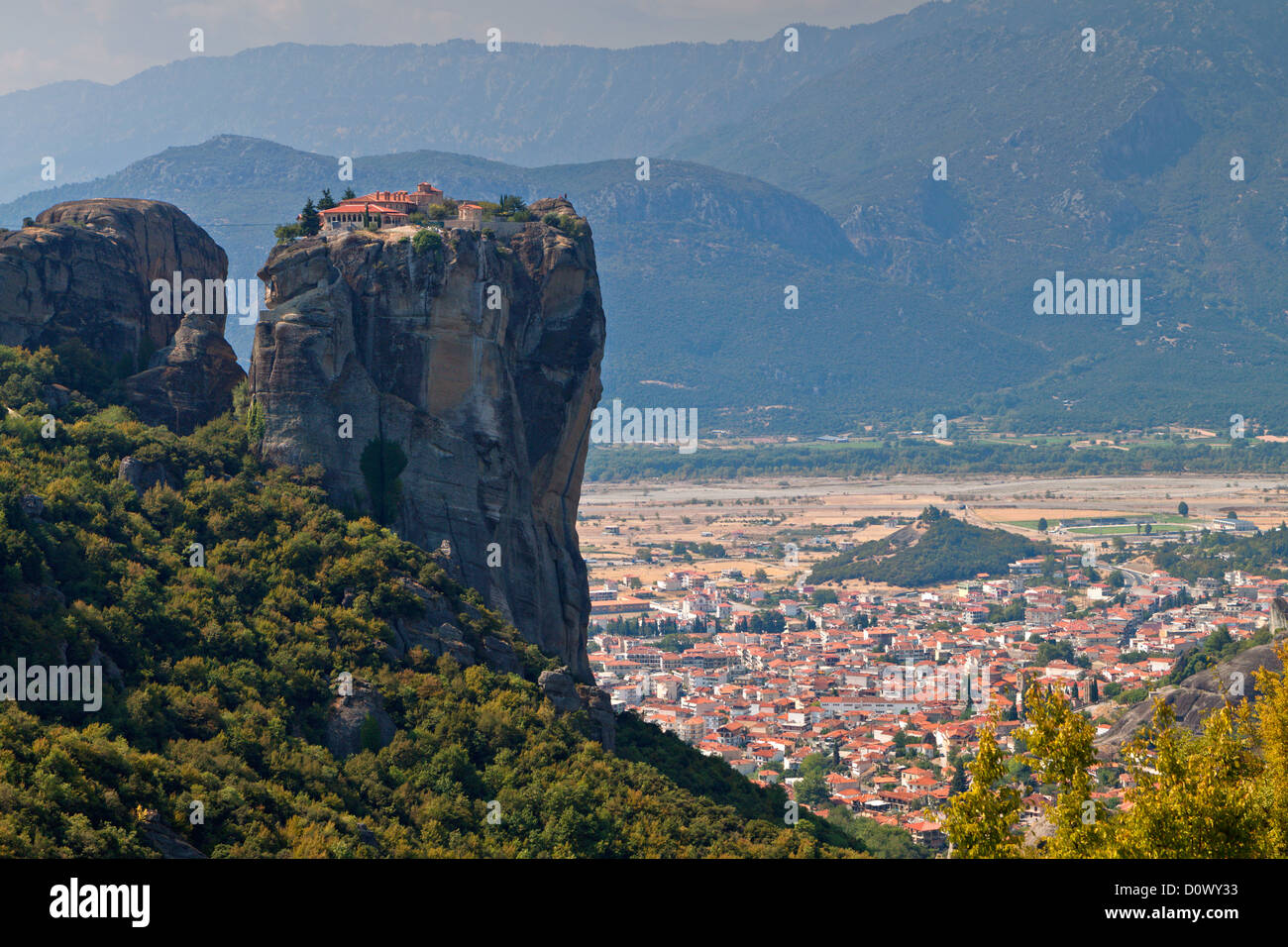 Monastery of saint Trinity at Meteora of Kalambaka in Greece and view ...