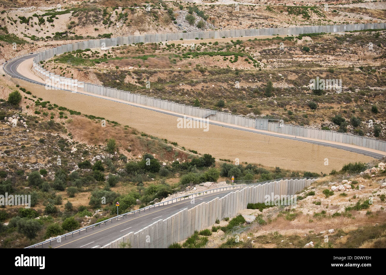 The Separation wall in the West Bank dividing the Jewish and ...