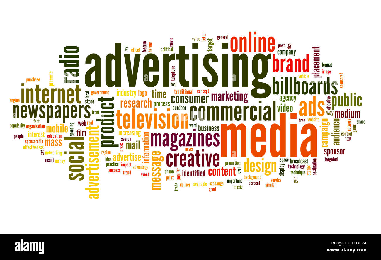 Advertising word concept in tag cloud on white background Stock Photo ...