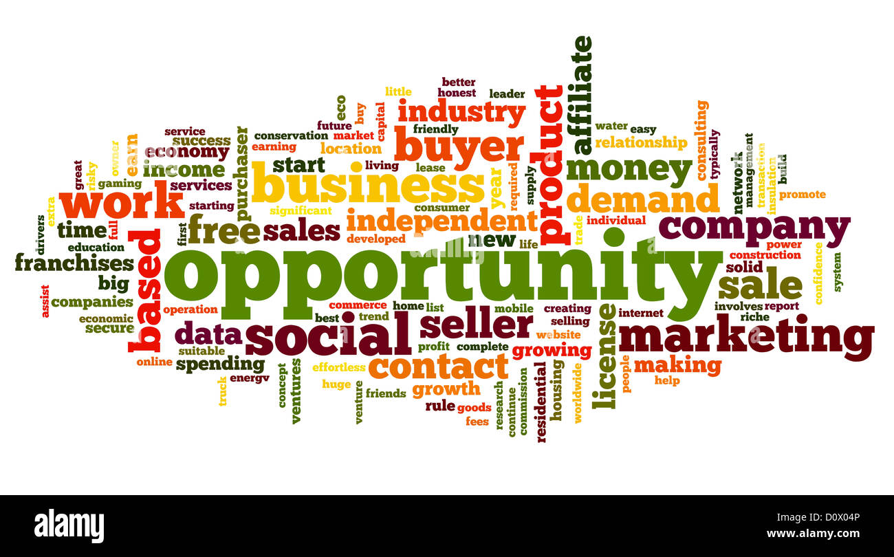 Opportunity concept in word tag cloud on white background Stock Photo ...