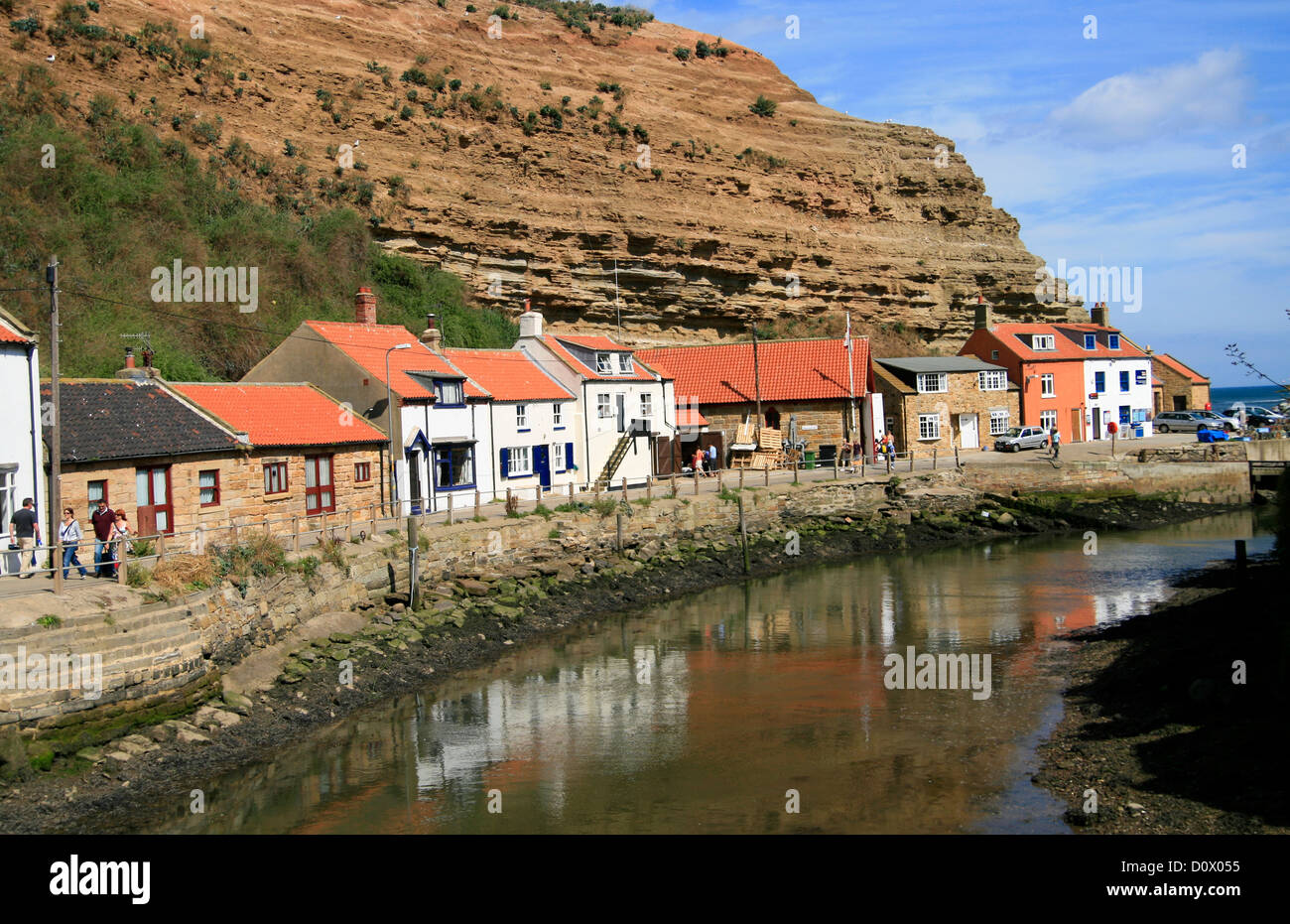 Staithes beck cottages and Cowbar Nab Staithes North Yorkshire England ...