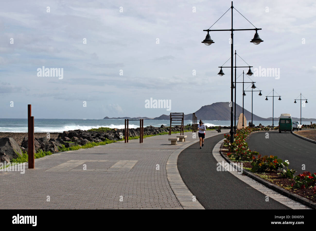 AN EXERCISE TRACK ON THE PROMENADE OF CORRALEJO. FUERTEVENTURA. CANARY ...
