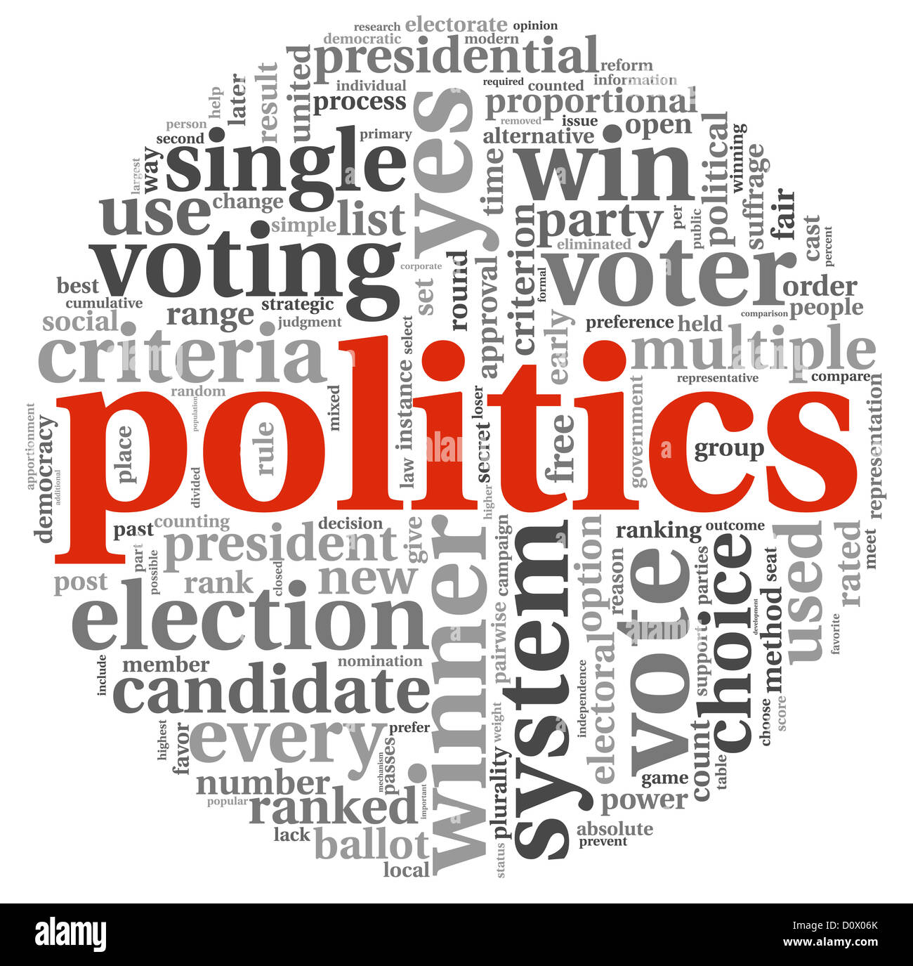 Politics and election concept in word tag cloud on white background ...