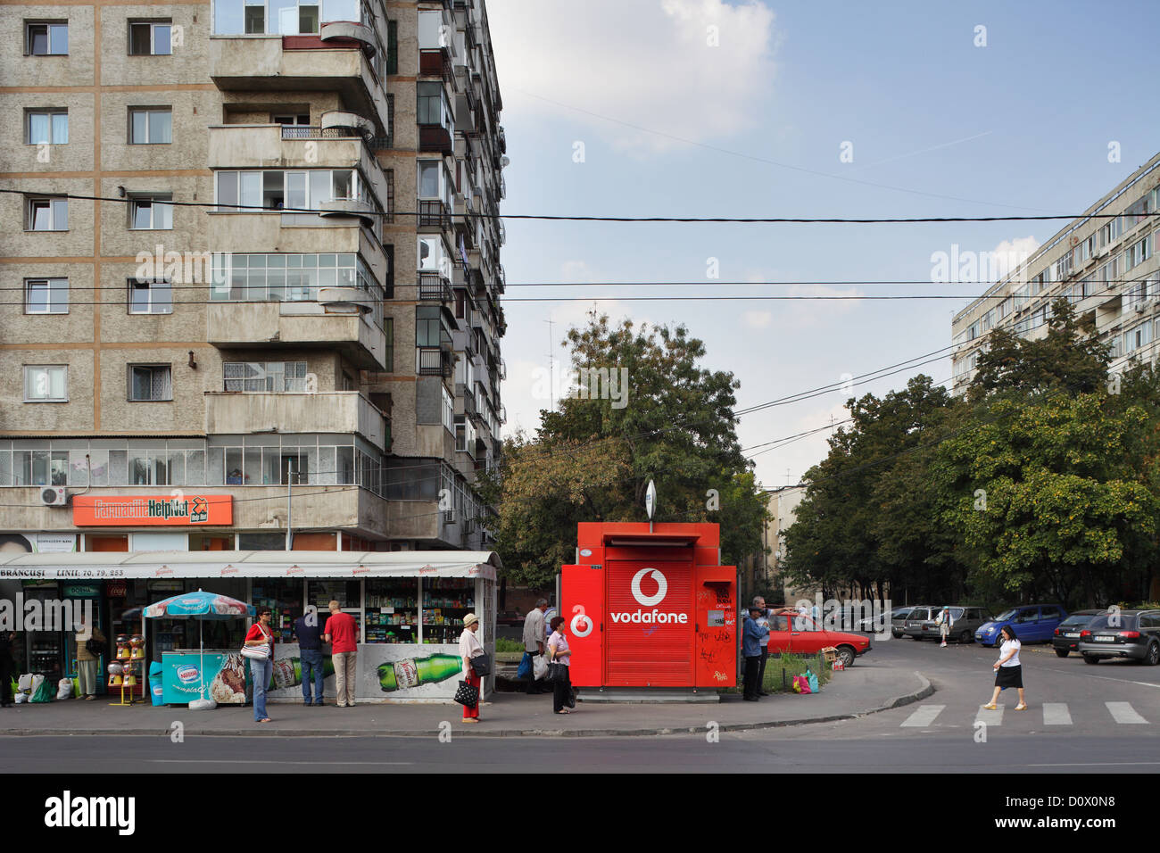 Bucharest, Romania, passers-by at a bus stop Stock Photo - Alamy