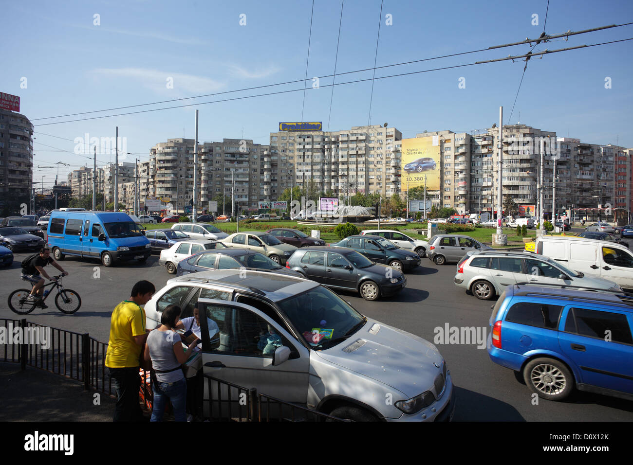 Bucharest, Romania, street scene at an intersection on Piata Obor Stock ...