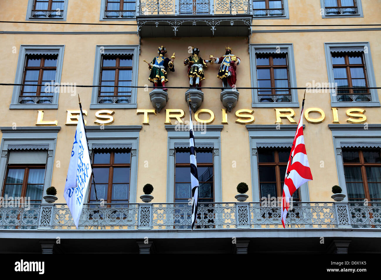 External view of the Grand hotel Les Trois Rois (three kings), city of ...