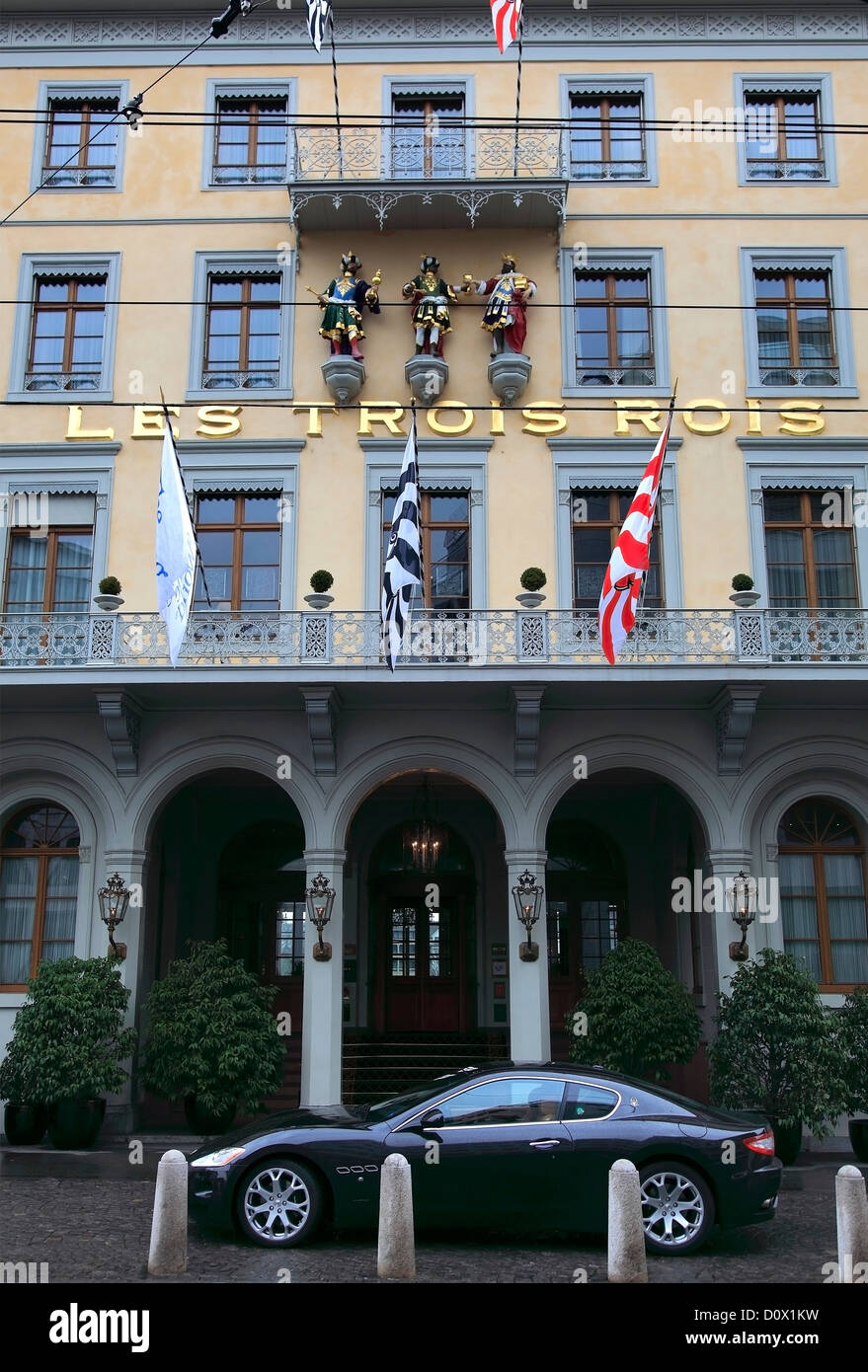 External view of the Grand hotel Les Trois Rois (three kings), city of ...