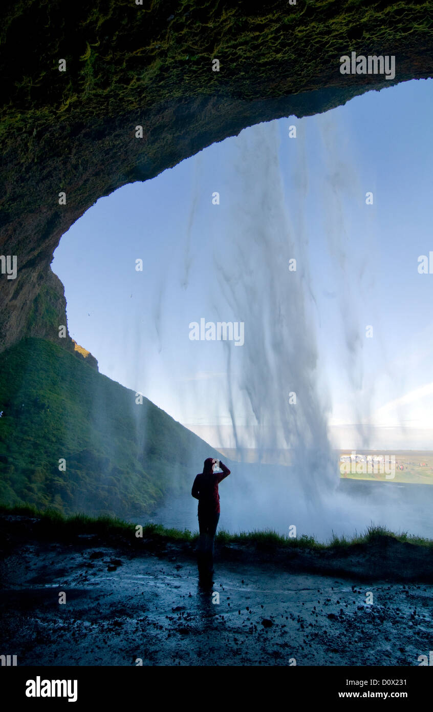 Seljalandsfoss high waterfall in southern Iceland Stock Photo - Alamy