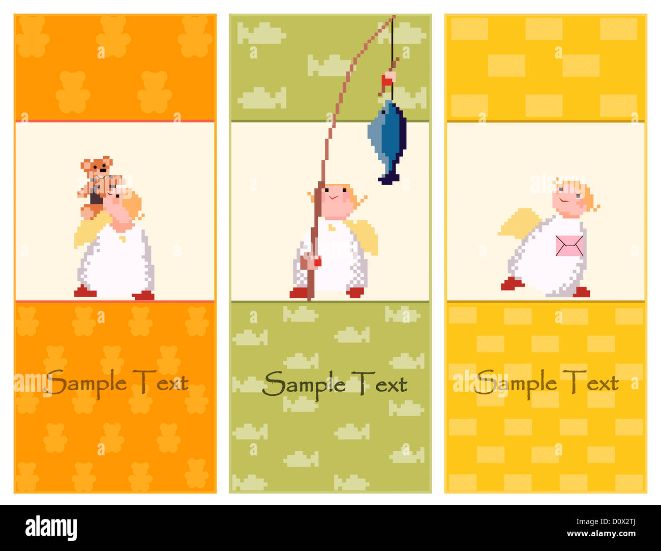 Three cute Angels with different objects for your design Stock Photo ...