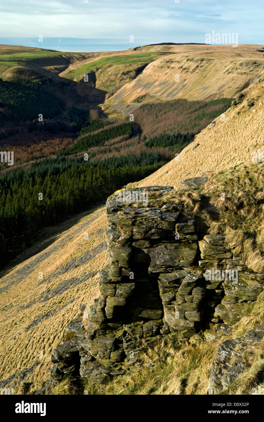 ogwr valley from craig y geifr, bwlch y clawdd, south wales valleys, uk ...