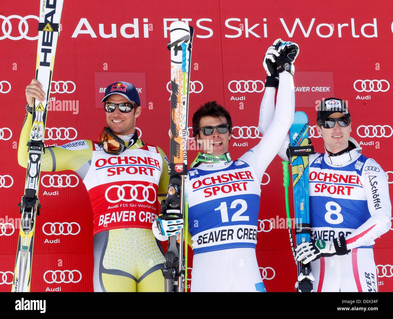 01 12 2012 Ski Alpine FIS WC Super G men Beaver Creek Colorado USA Award Ceremony Picture shows ...
