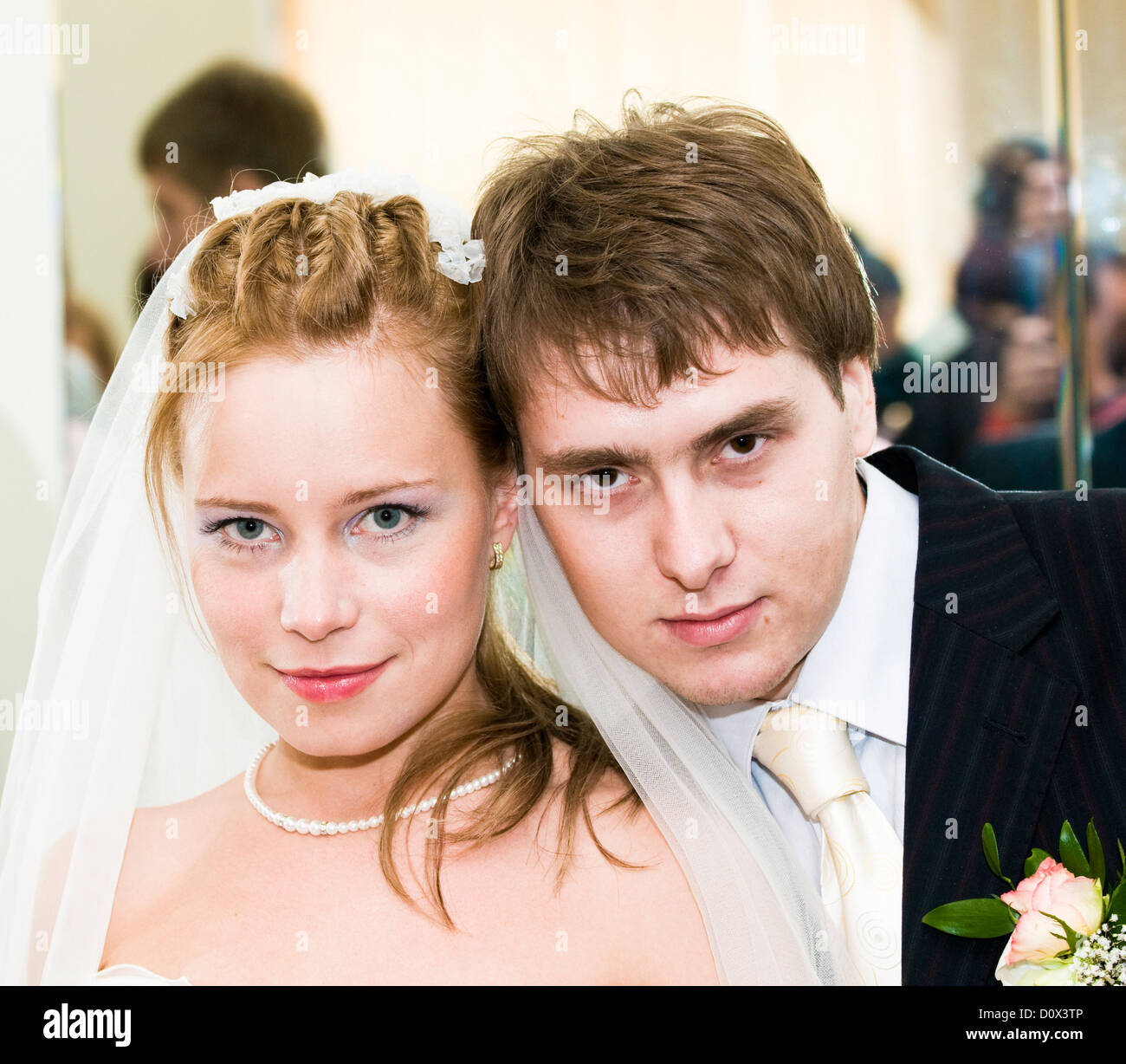bride groom wife husband wedding happy together young caucasian Stock ...