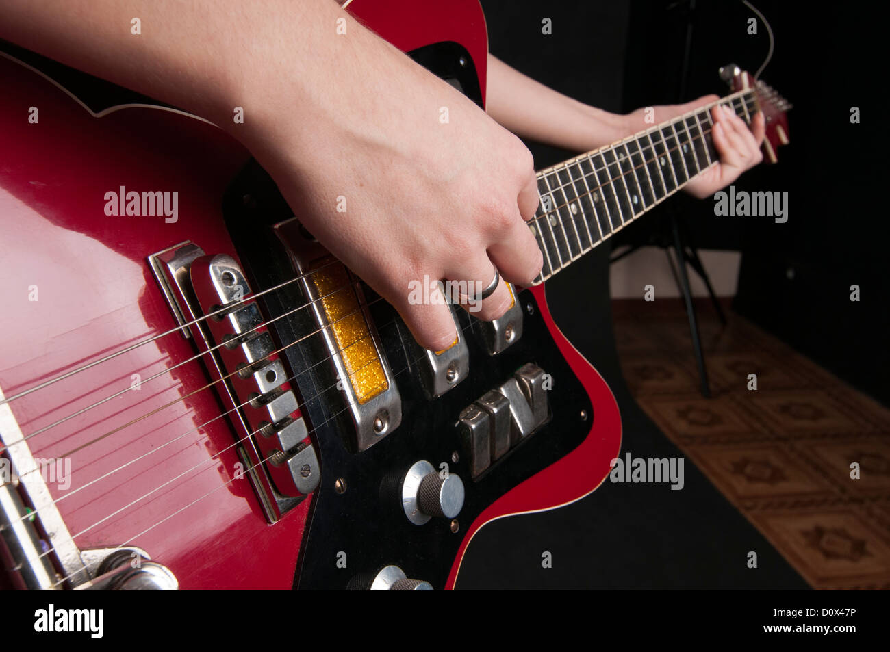 guitar playing hand electric electro sound music musician Stock Photo ...
