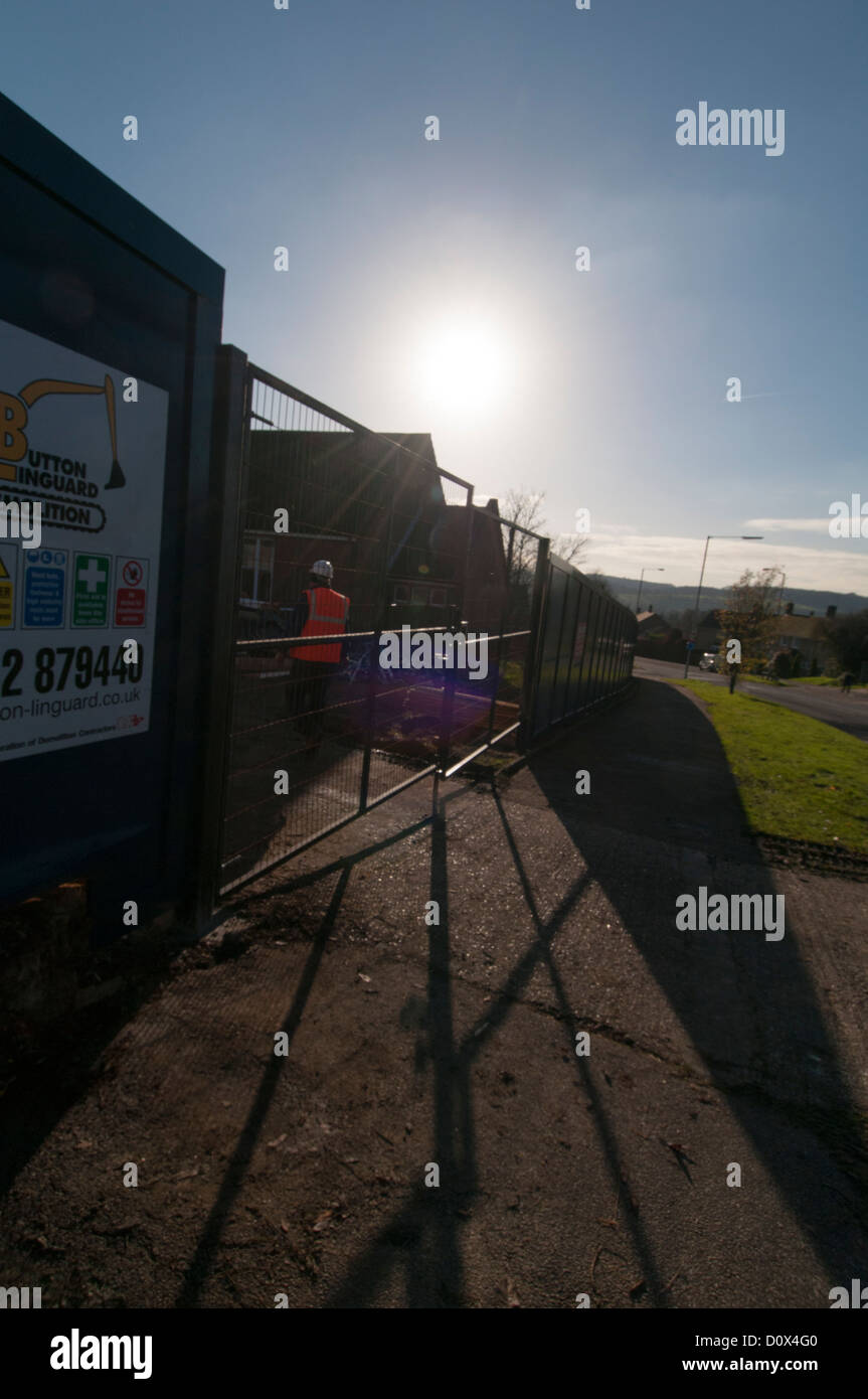 Gated entrance to buildign site, UK Stock Photo - Alamy