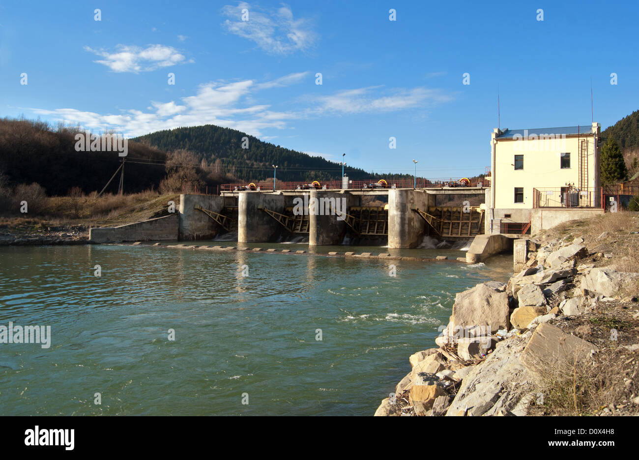 small scale hydroelectric power station in Carpathians, Ukraine Stock ...