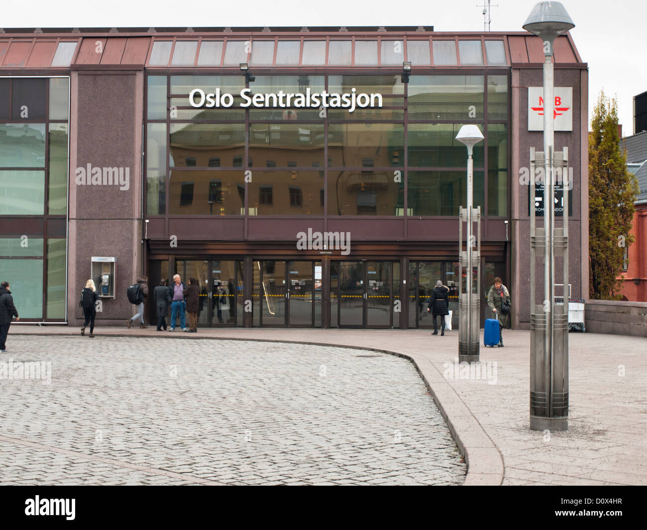 Entrance to the main railway station, Oslo Sentralstasjon, in Oslo ...