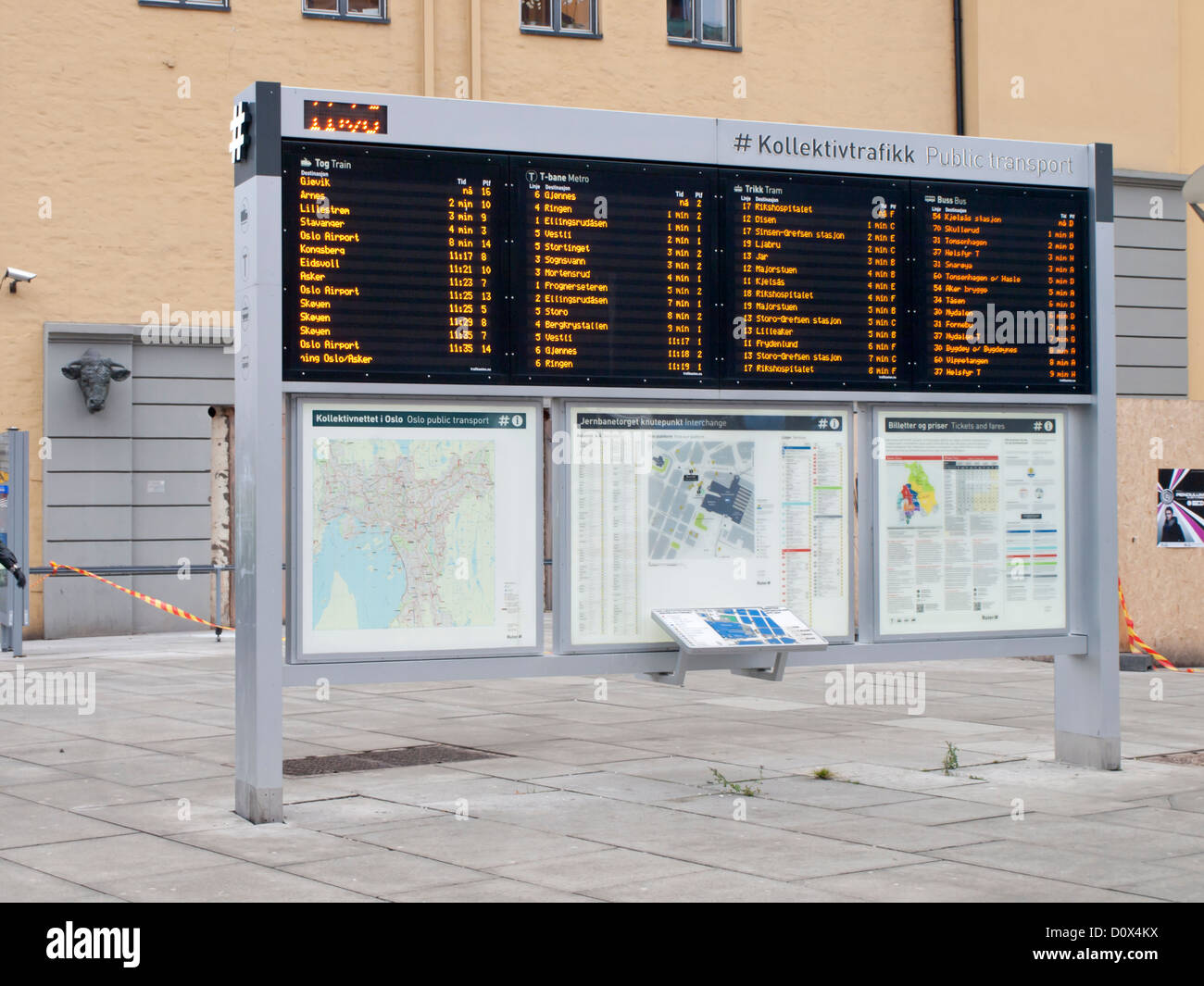 Modern electronic information board about public transport in ...