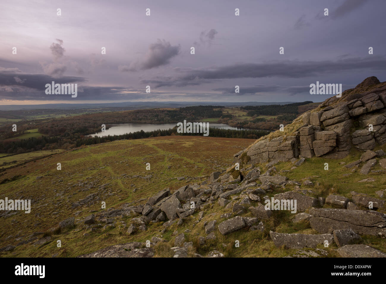 View over Burrator Reservoir from Sheepstor in autumn. Dartmoor ...