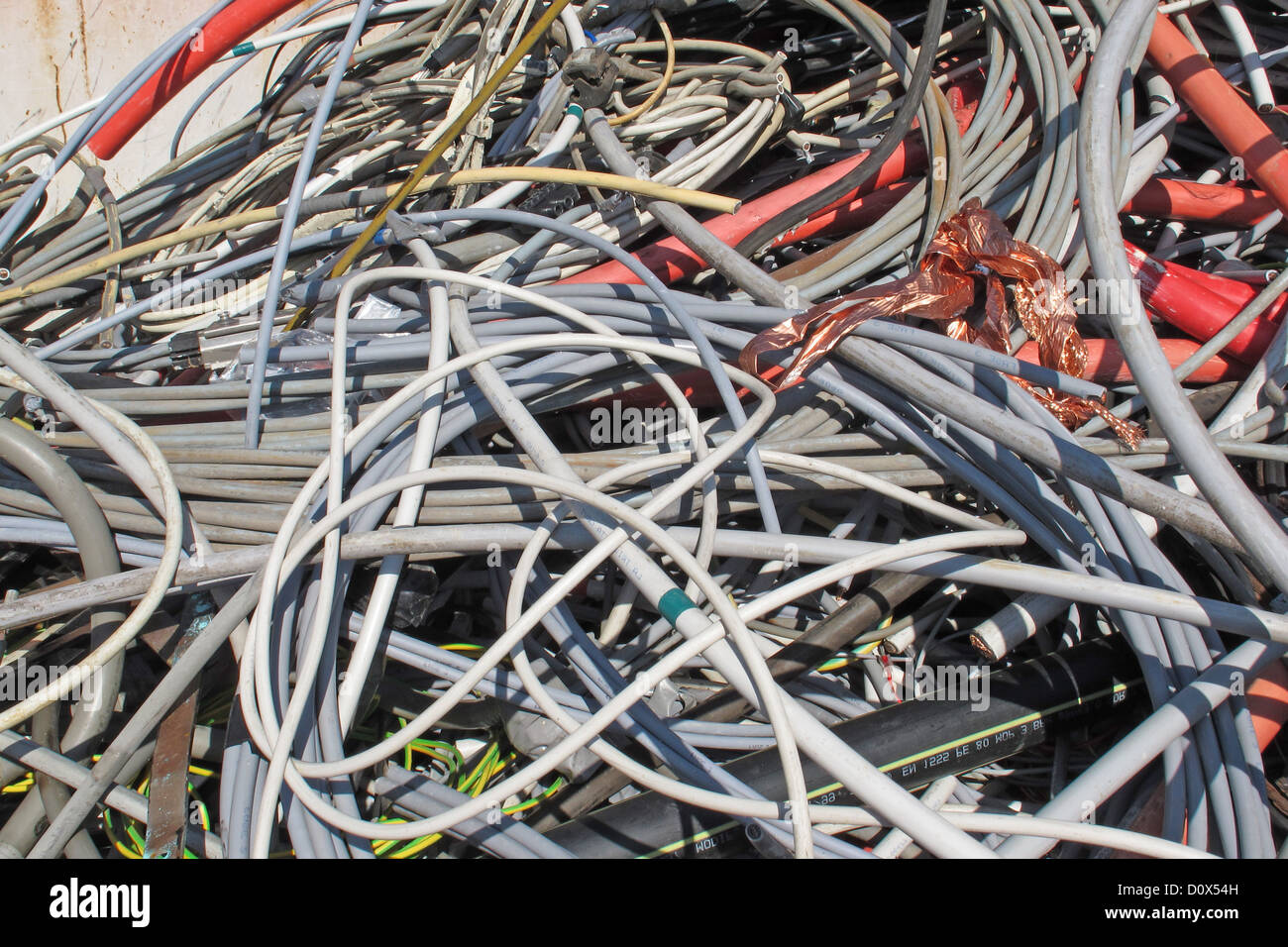 landfill waste container with pieces of copper power cable Stock Photo ...