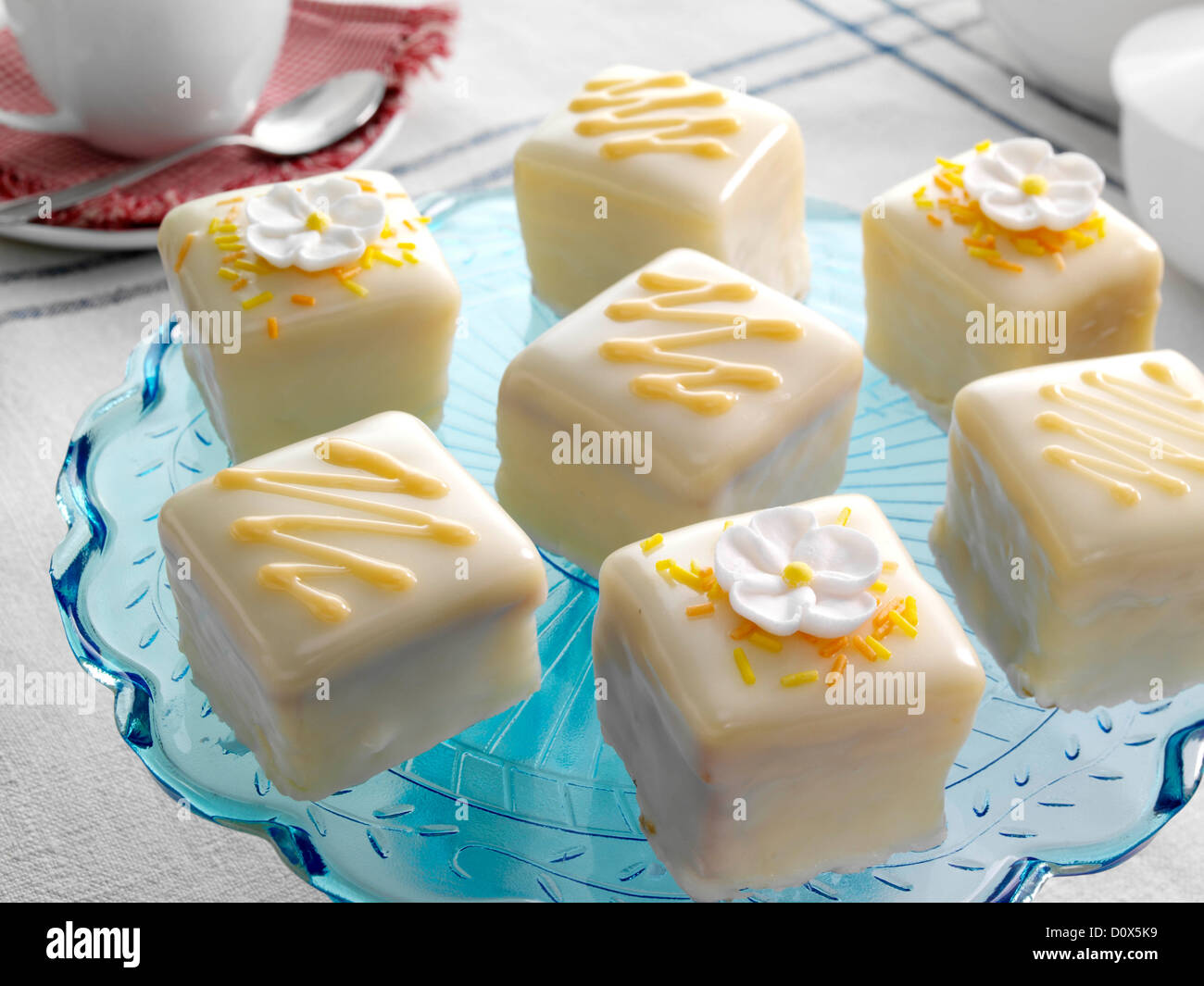 Orange flavoured fondant fancies Stock Photo - Alamy
