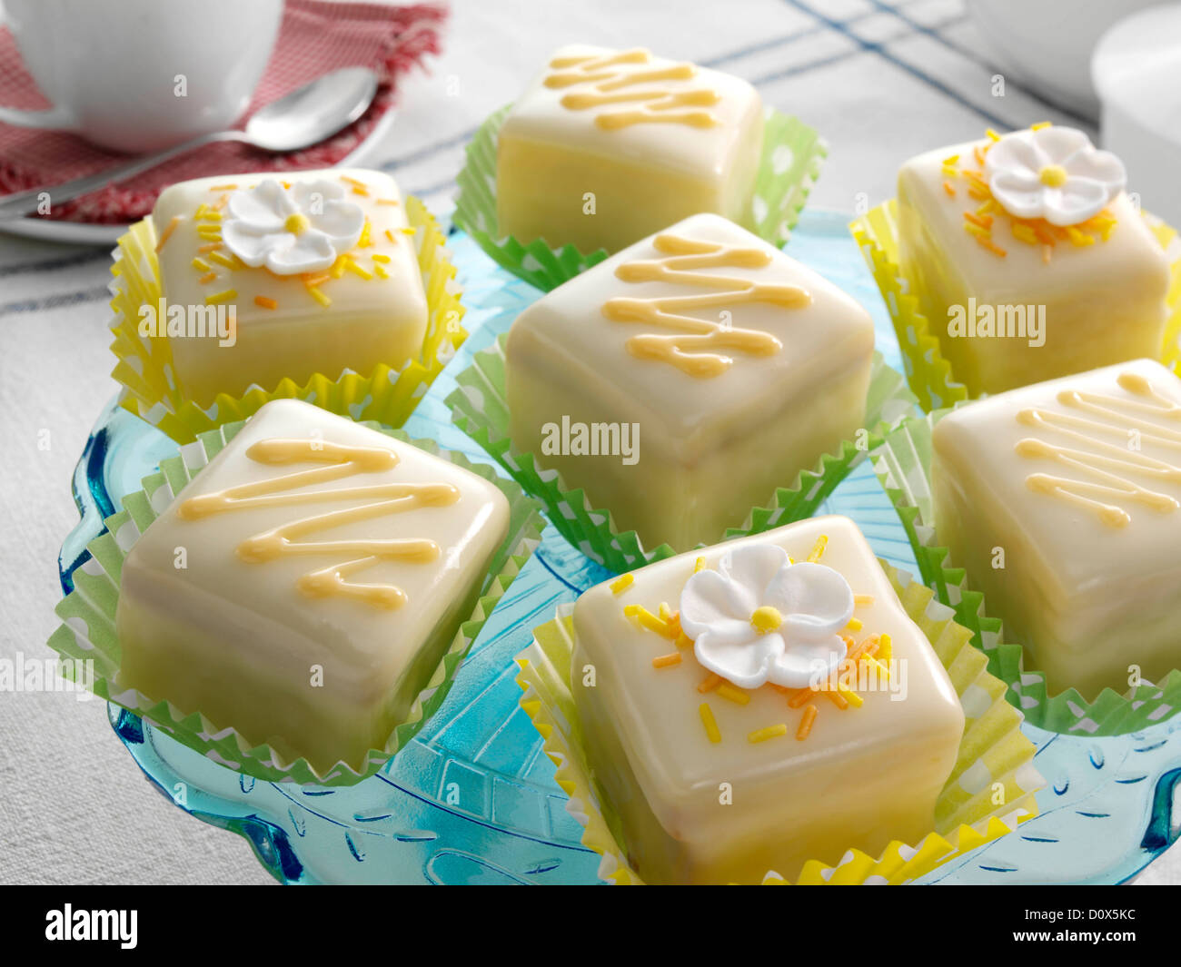 Orange flavoured fondant fancies Stock Photo - Alamy