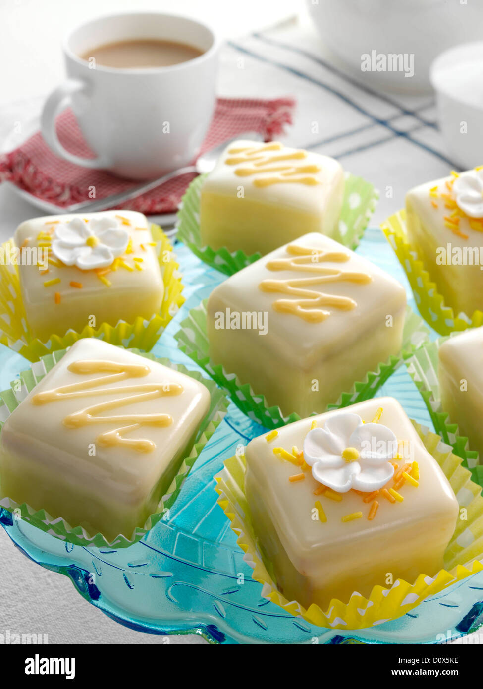 Orange flavoured fondant fancies Stock Photo - Alamy