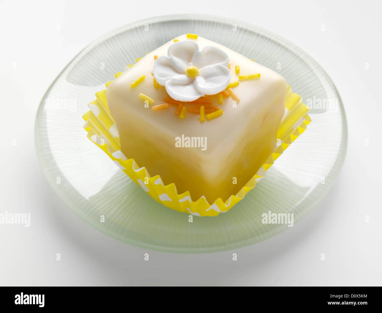 Frosted decorated fondant fancies individual cakes hi-res stock ...