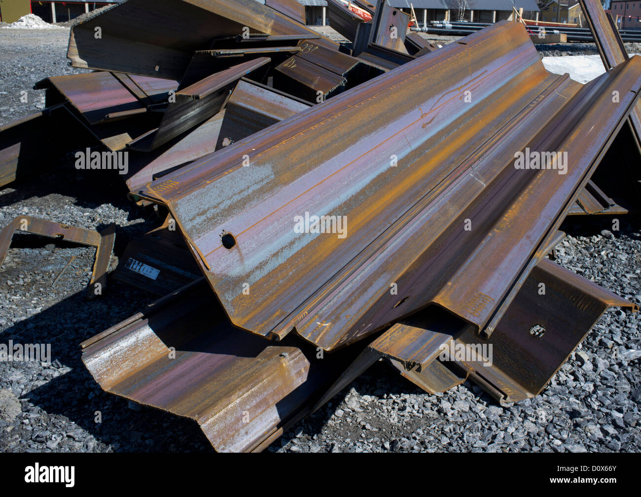 Pieces of flat steel stilts Stock Photo - Alamy