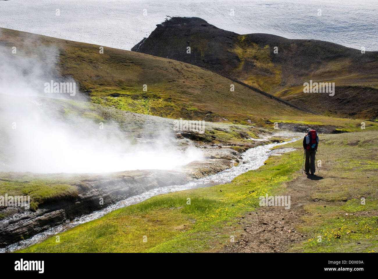 Hot springs along the Laugavegur, a famous trekking route in South-West ...